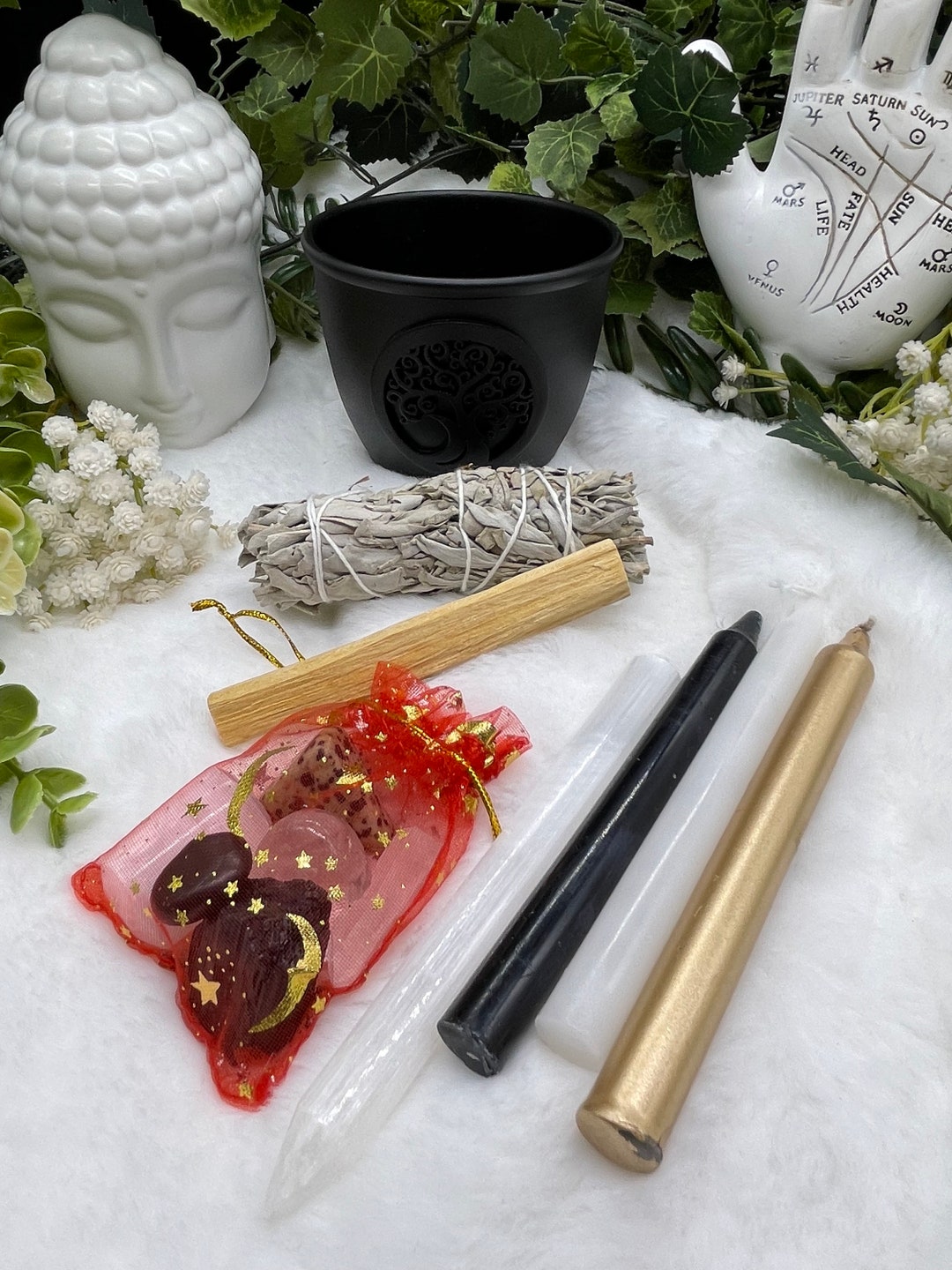 Smudge Pot Kit- Metal Smudge Pot - Smudge Pot With Tree of Life - Tree ...