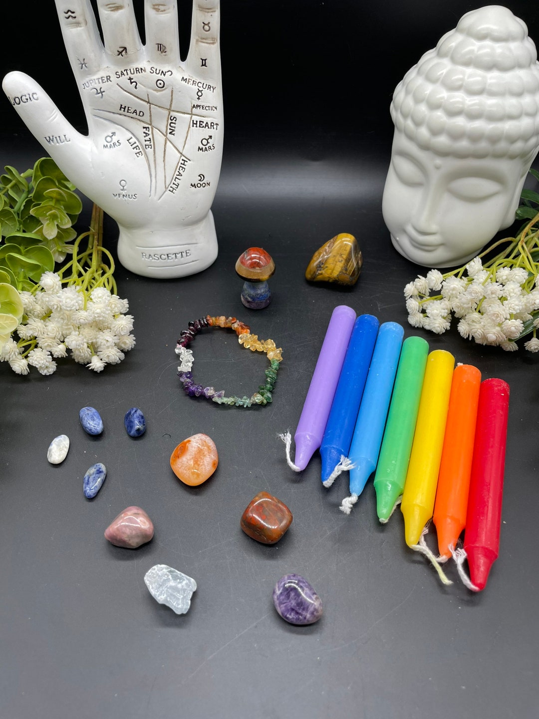 Chakra Set - Chakra Candle Set - Chakra Crystal Set - Chakra Set 3 - Etsy