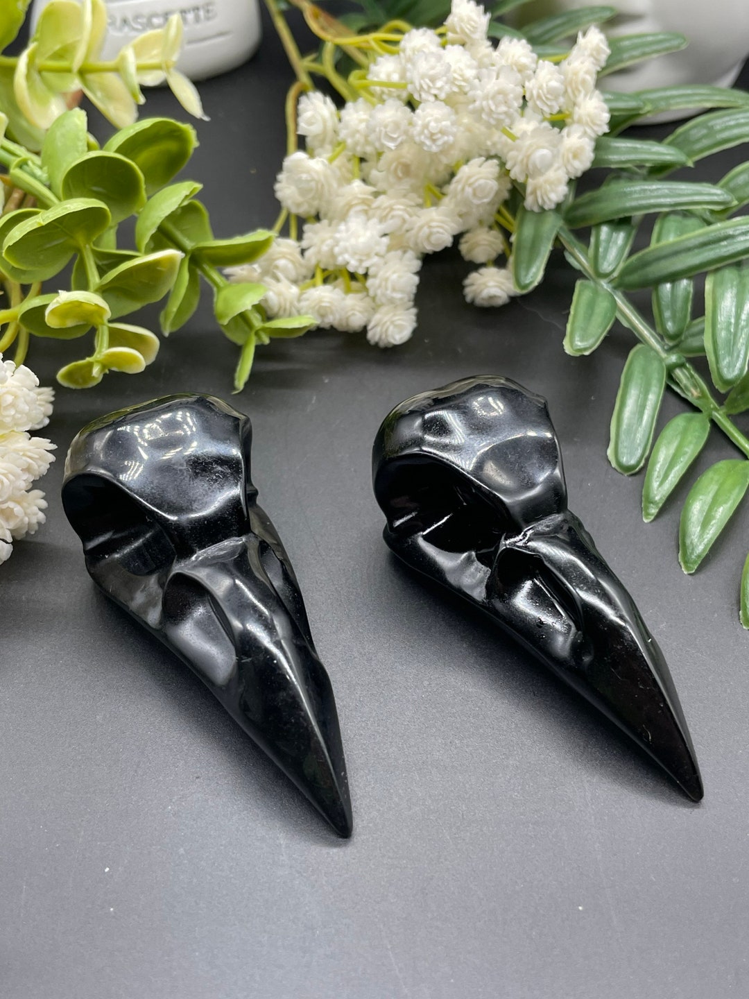 Obsidian Raven Bird Skull Carving Raven Skull Carving Crystal Raven ...