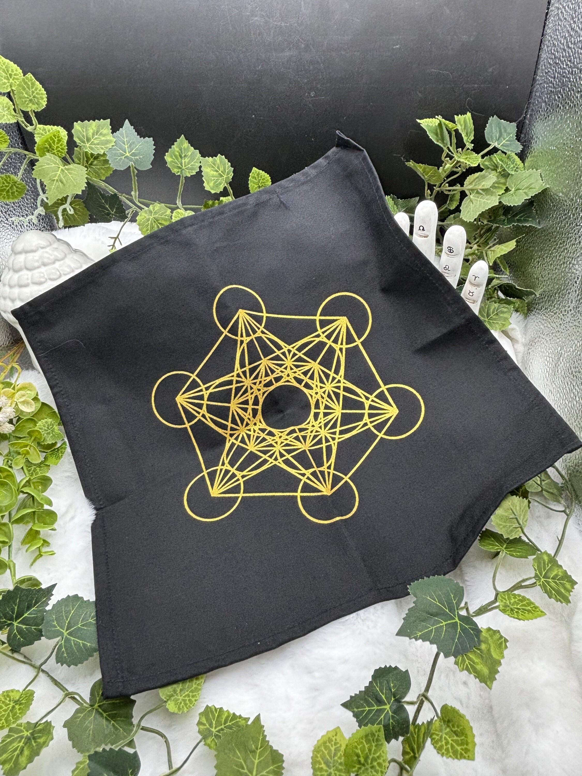 Crystal Grid Pad - Cotton Crystal Grid Pad - Gold Pendulum Pad ...