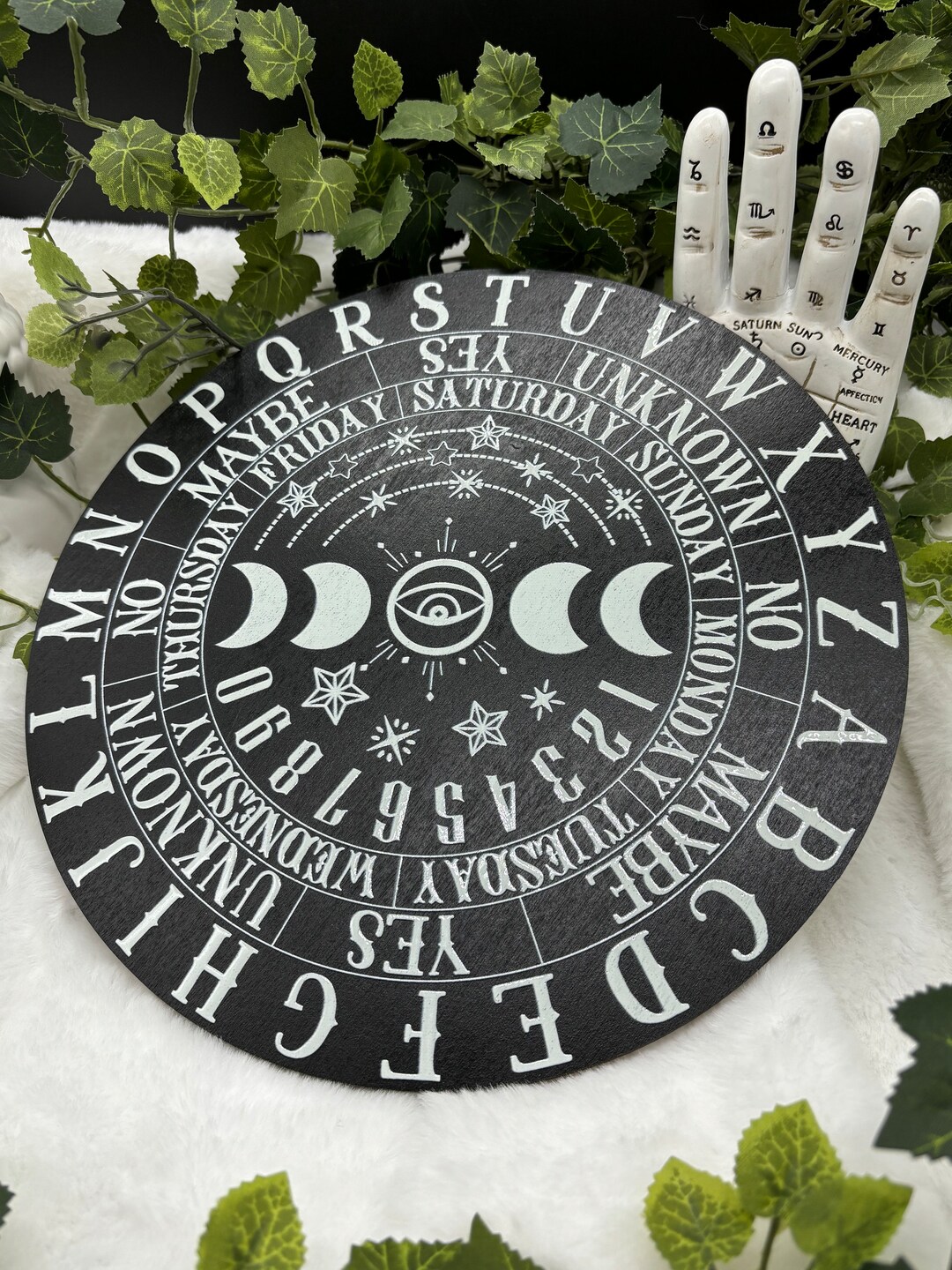 Moon Phase Pendulum Board - Wooden Pendulum Board - Black Pendulum ...