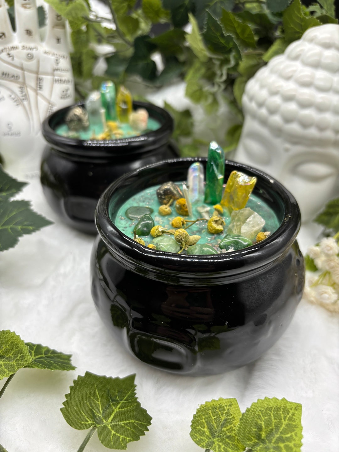 Good Luck Candle - Cauldron Candle - Crystal Candle - Candle Gift ...