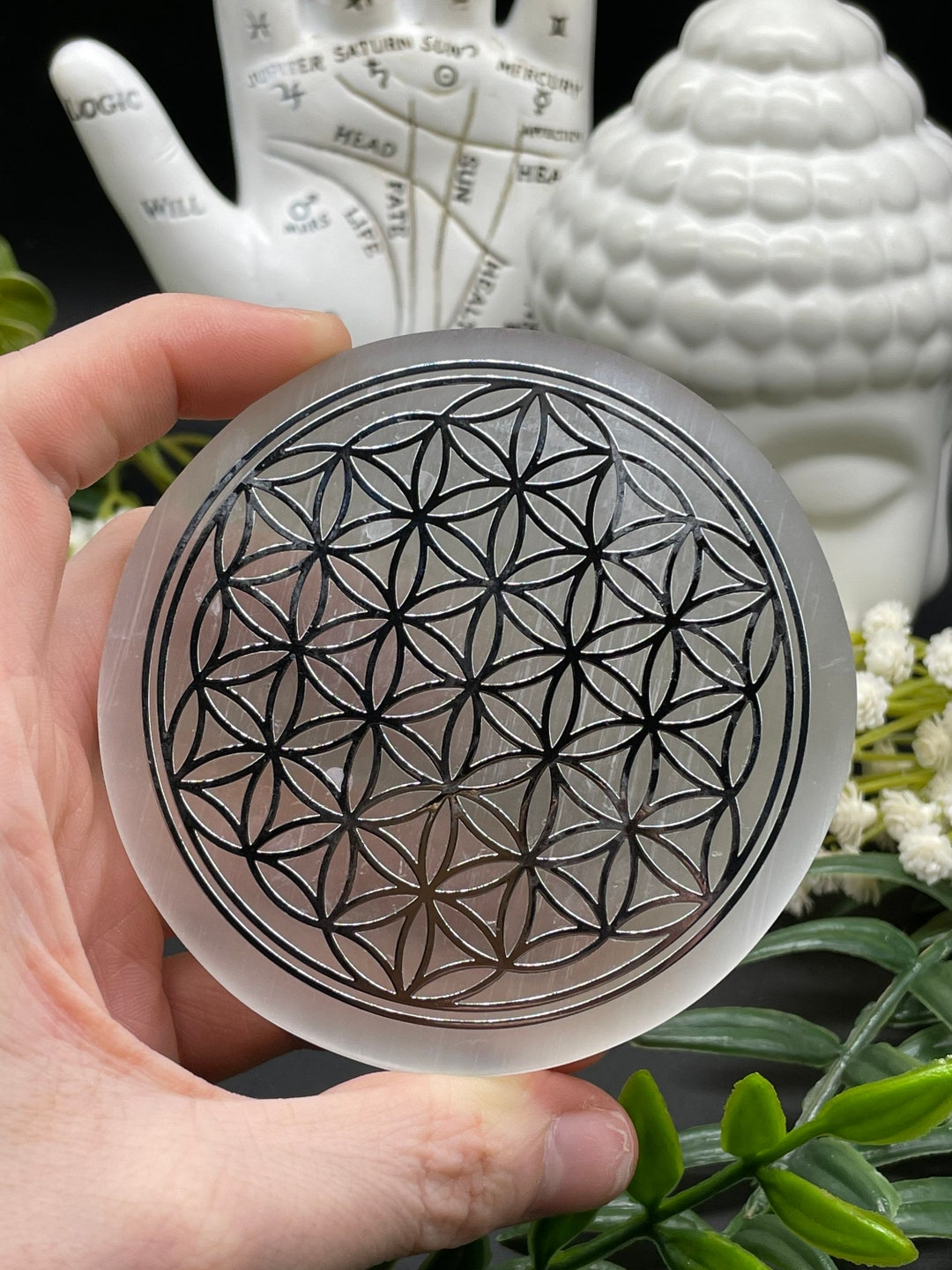 Selenite Crystal Grid Charging Plate - Selenite Plate - Crystal Grid ...