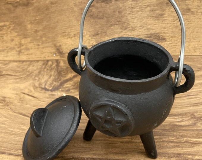 Cast Iron Cauldron - Mini Cast Iron Cauldron - Pentacle Cauldron ...