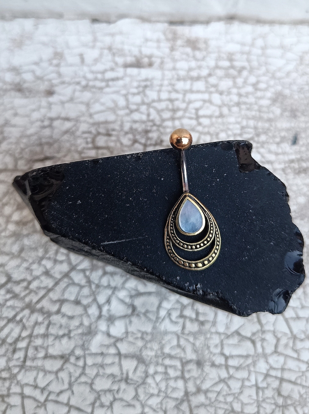 Navel Button Rings/belly Rin/ Belly Bar/abalone Shell /belly Piercing ...