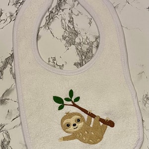 Sleeping Sloth Baby Bib, Baby Boy Dinosaur Bib, Baby Girl Dinosaur Bib ...