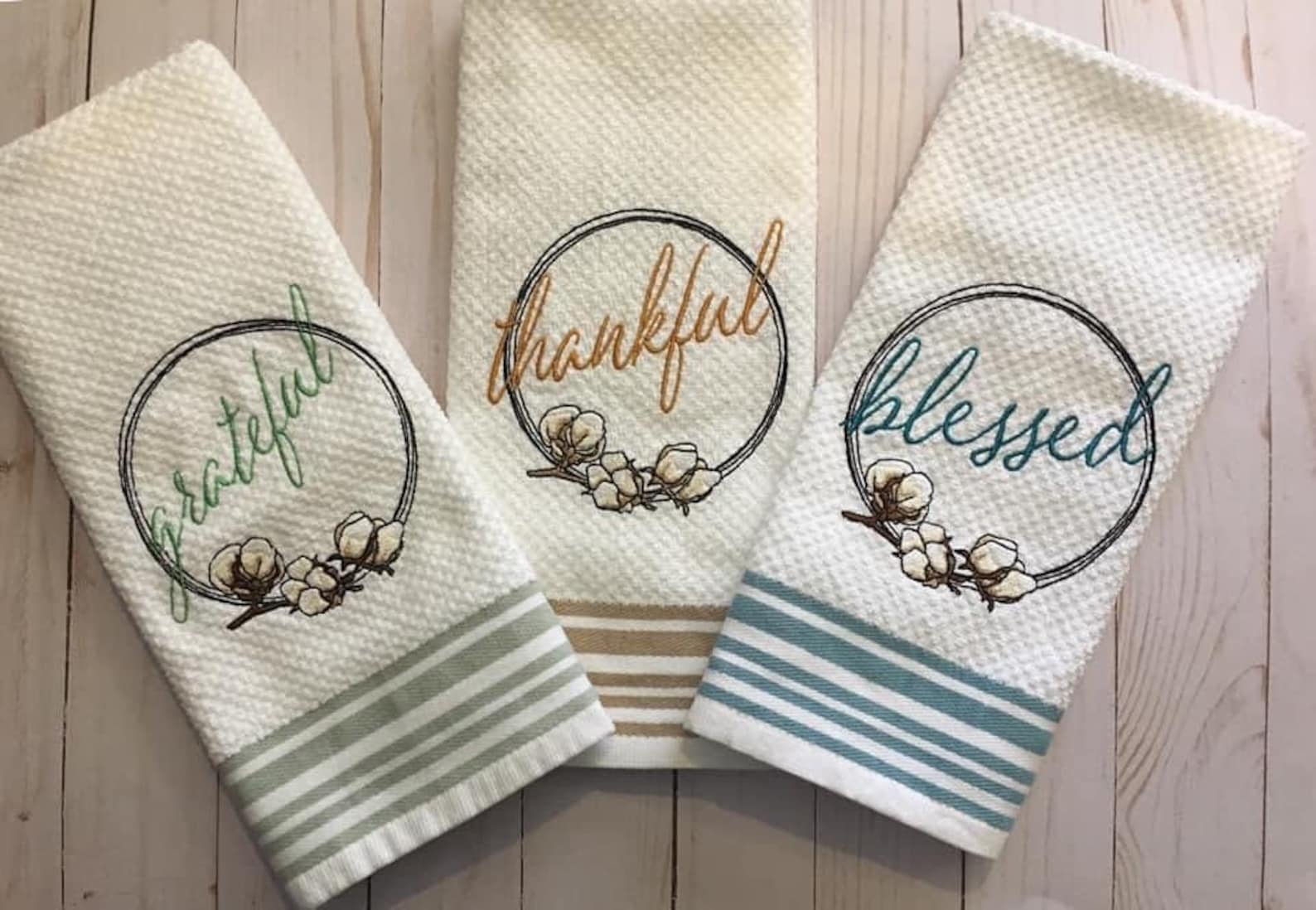 Grateful-thankful-blessed Kitchen Towels- Thanksgiving - Etsy