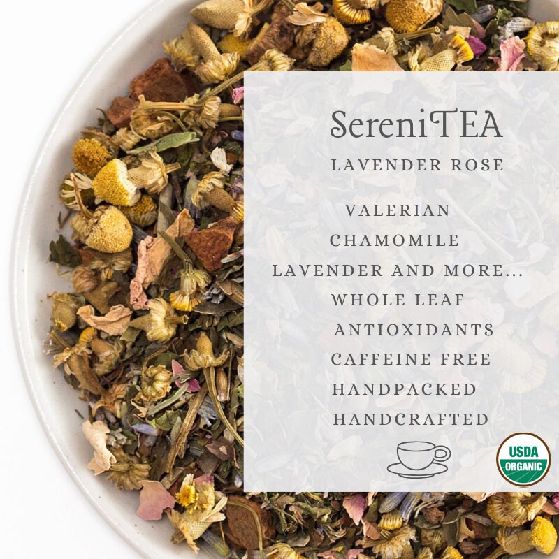 Organic Serenitea Lavender Rose Artisan Handcrafted USDA Organic Herbal ...