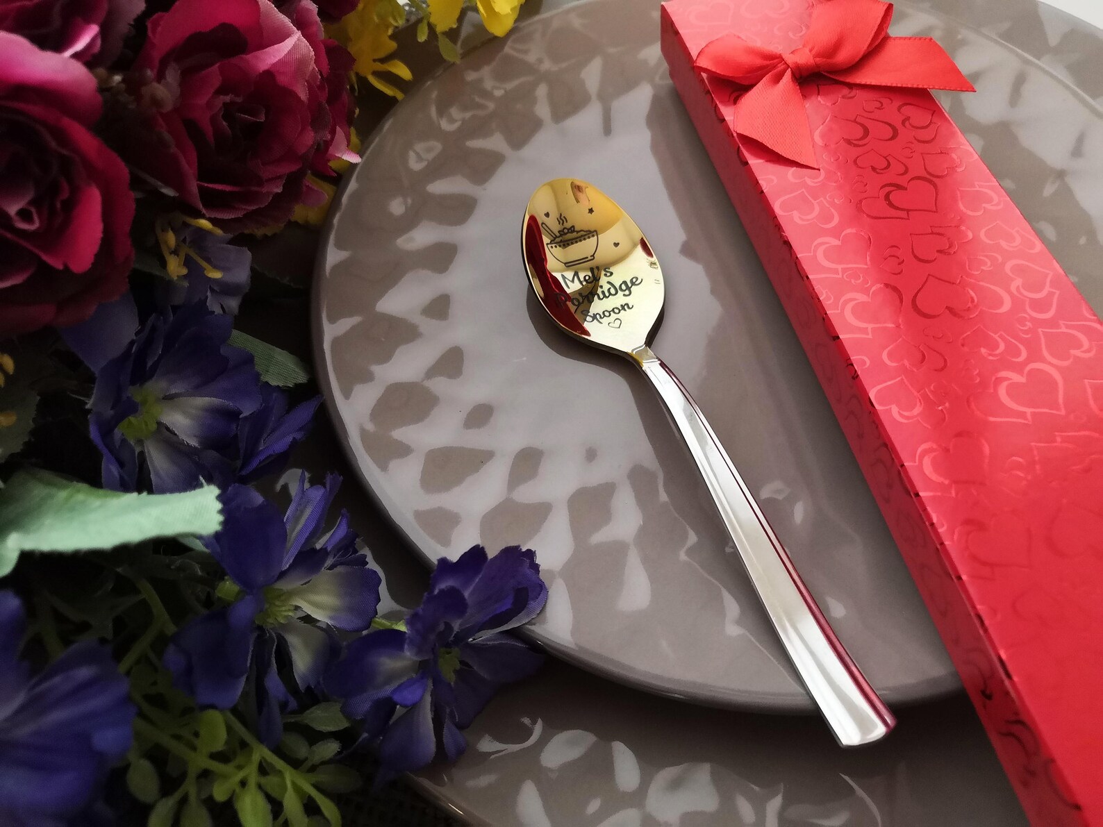 Porridge Spoon Engraved Dessert Shovel Cute Giftbox - Etsy