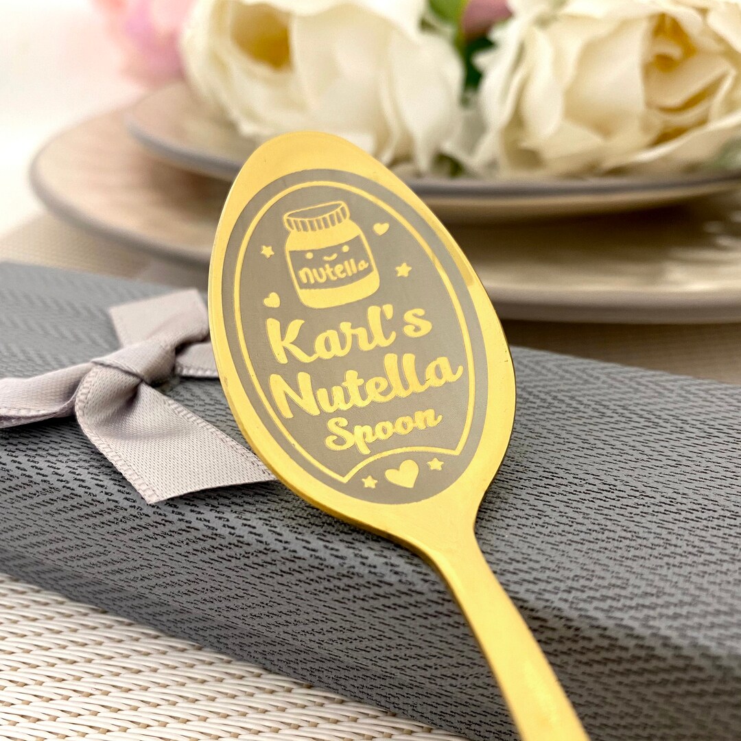 Golden Nutella Spoon Personalized Engraved With Name - Custom Teaspoon ...