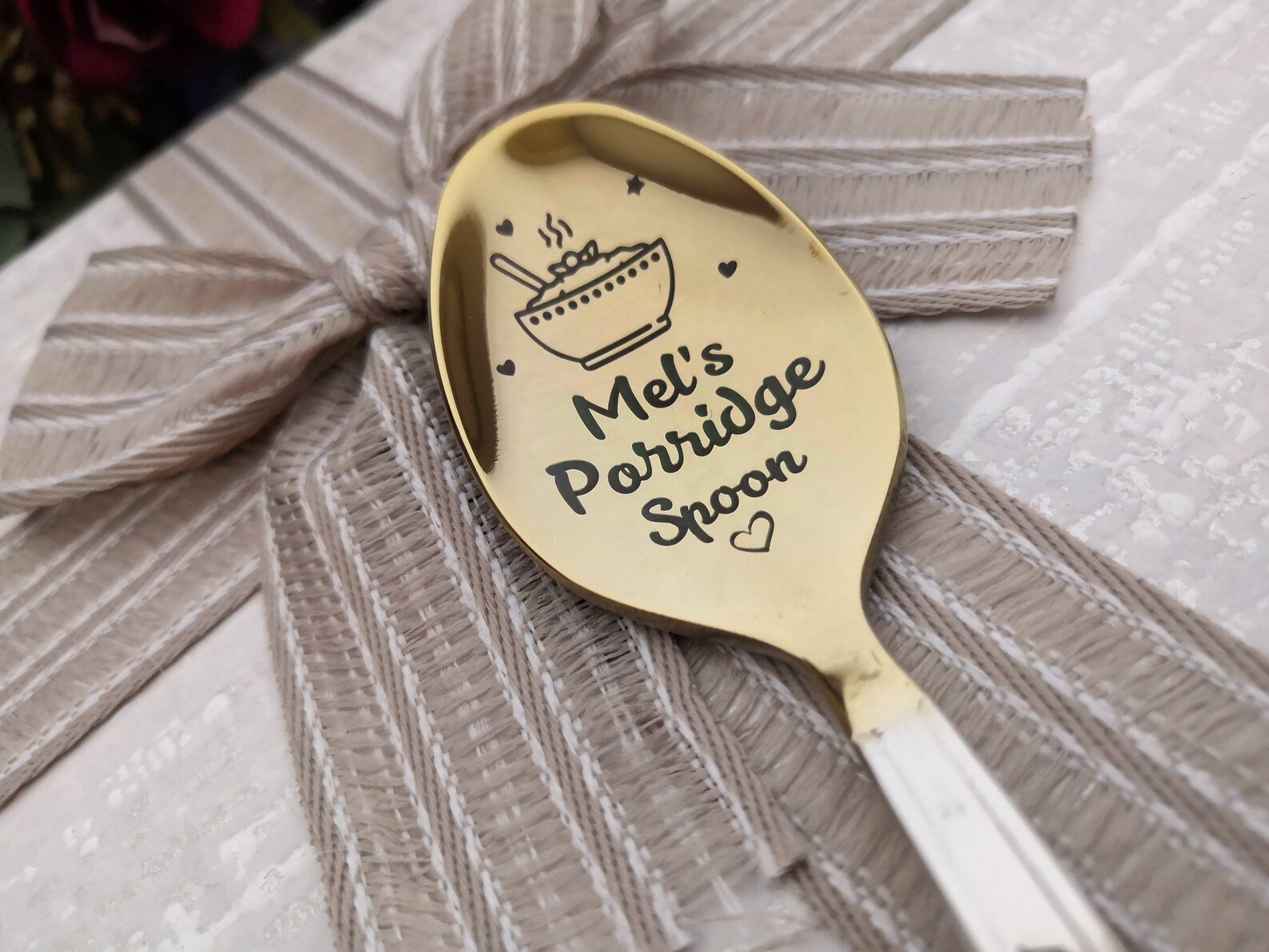 Porridge Spoon Engraved Dessert Shovel Cute Giftbox - Etsy