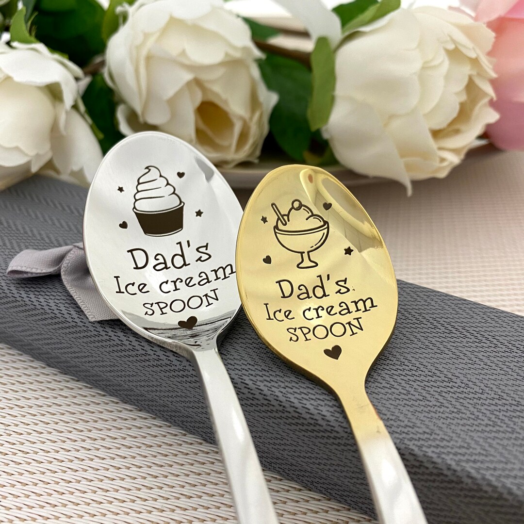 Personalized Ice Cream Spoon for Dad, Engraved Stainless Steel Gift - Etsy