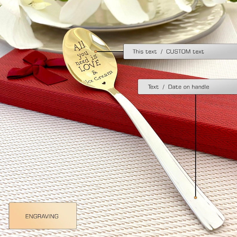 Ice Cream Spoon Custom Gift Engraved Personalized Teaspoon - Etsy