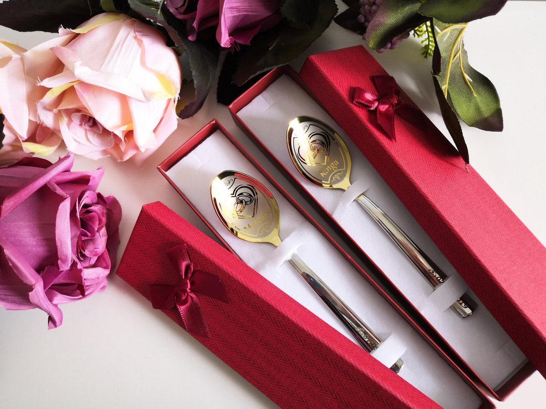 Engraved Stainless Steel Coffee Spoons – Wedding Anniversary Gift Set ...