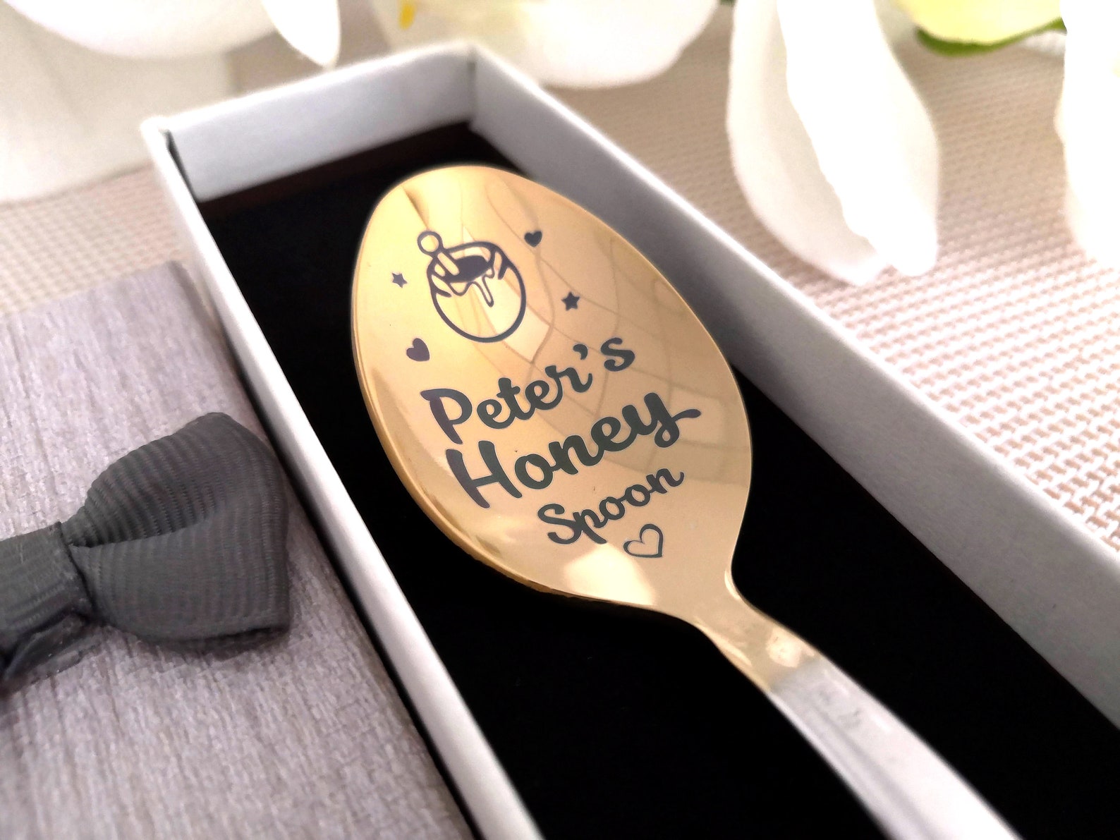 Personalized Honey Spoon with engraved Name and Honey pot | Etsy