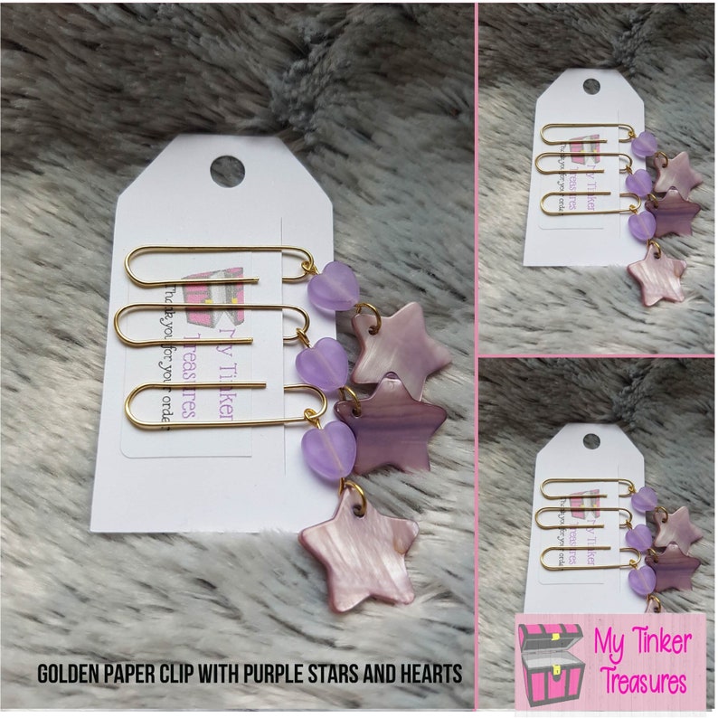 Planner Golden Paperclips With Heart and Star, Paperclip With Pendant ...