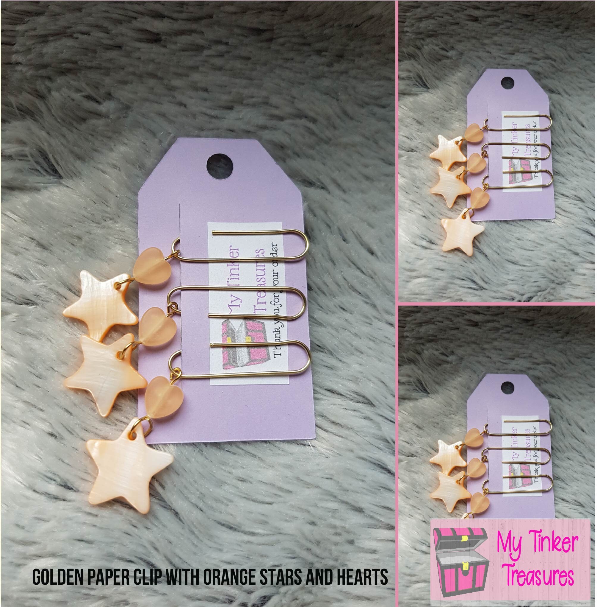 Planner Golden Paperclips With Heart and Star, Paperclip With Pendant ...
