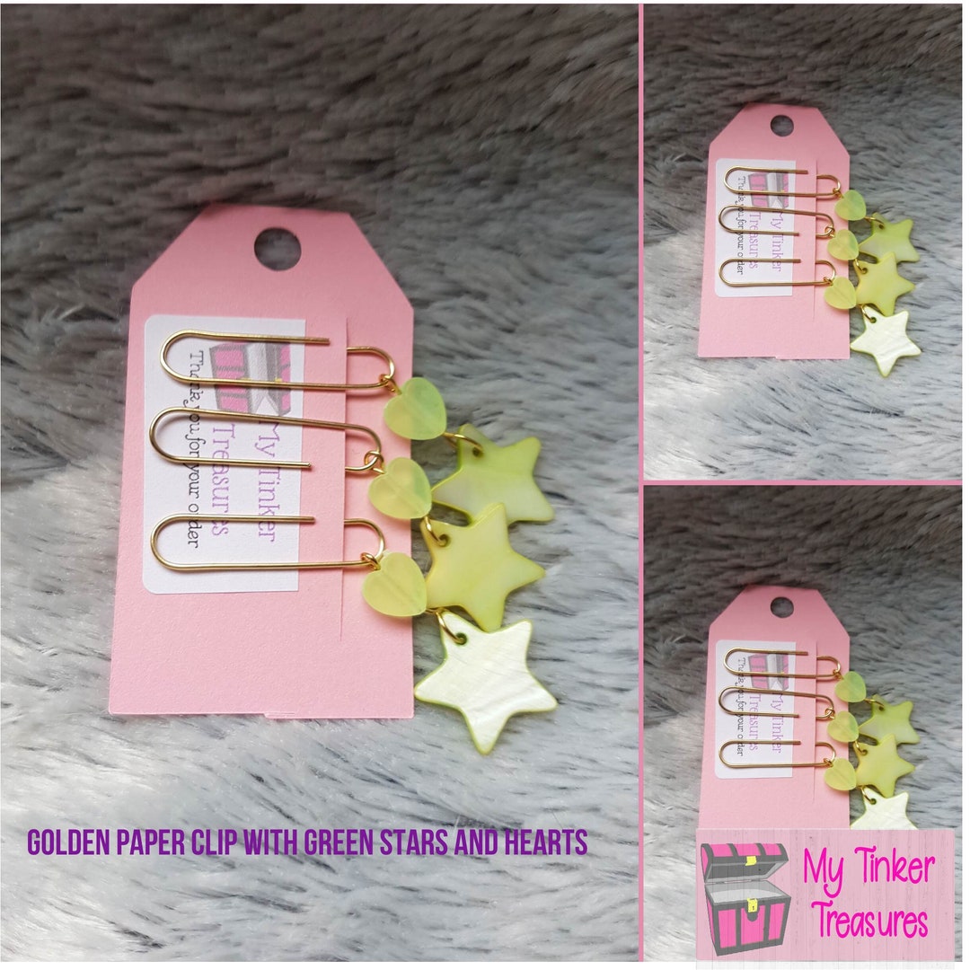 Planner Golden Paperclips With Heart and Star, Paperclip With Pendant ...