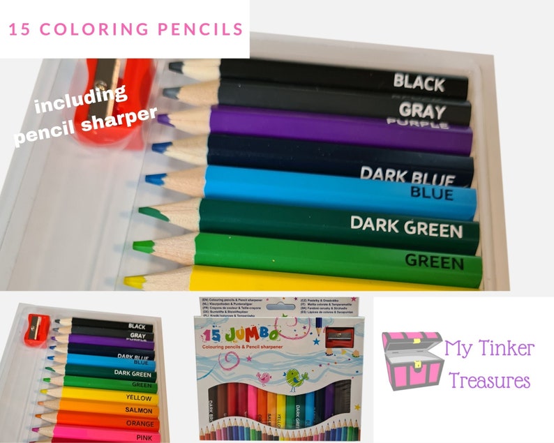 15 Lápices para colorear Jumbo con nombres de colores, Lápiz para ...