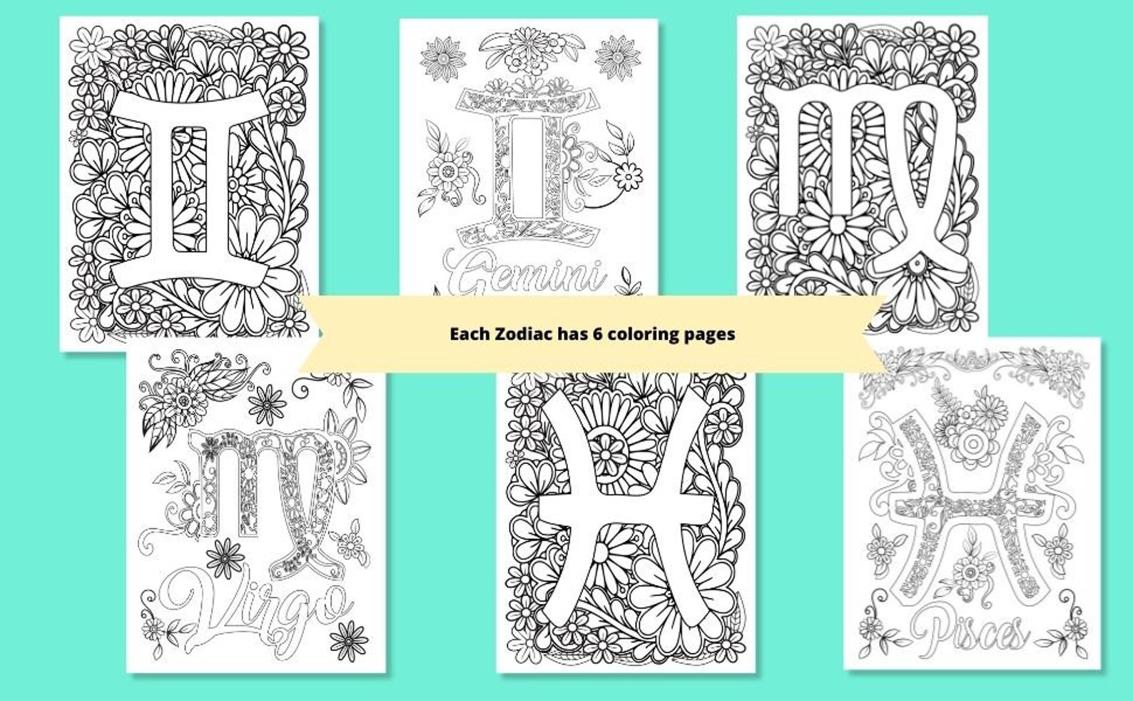Zodiac Blooms : A Zentangle Flower Coloring Book 8.5 X 11 Inch - Etsy