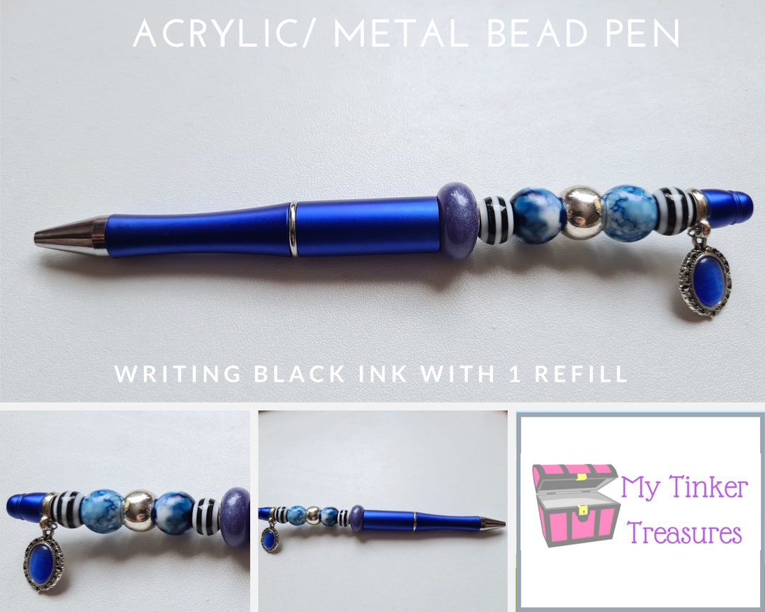 Dark Metallic Blue Pen With Blue Charm, Blue Lips Charm, Fancy Pen ...