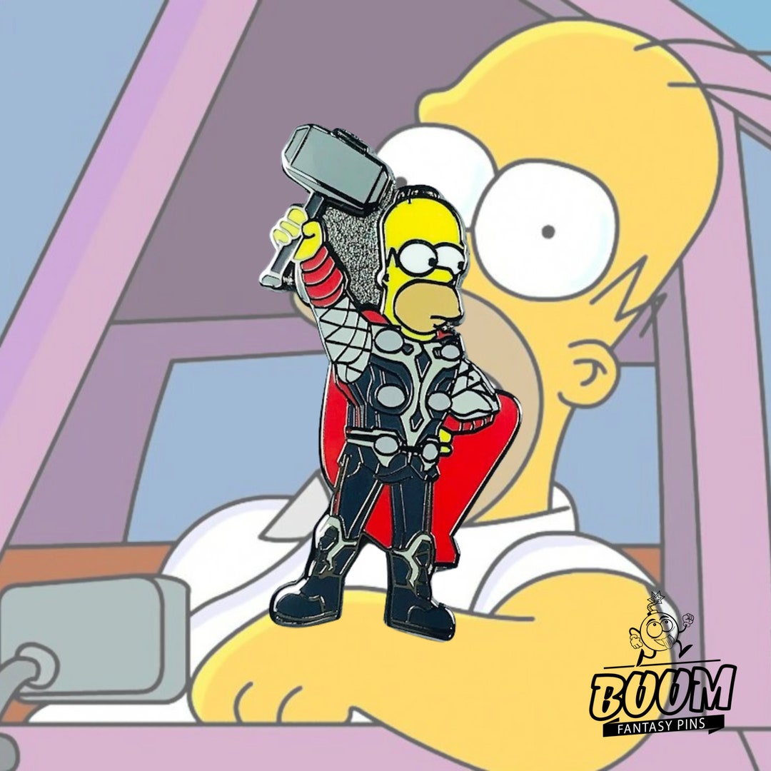 Homer Simpsons, the Simpsons: Unique Fantasy Pins, Simpson Pin, Homer Simpson as Thor, Handmade ...