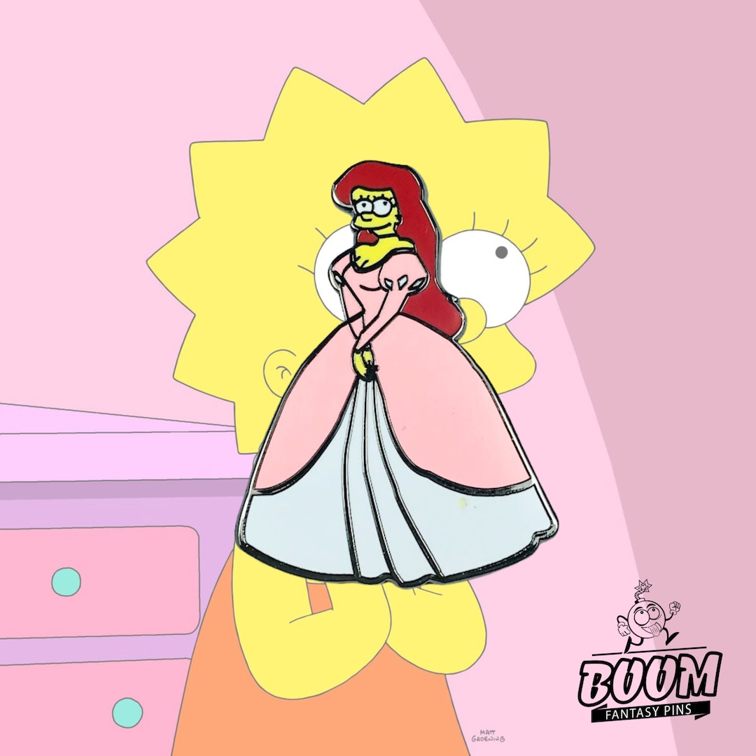 Lisa Simpsons, the Simpsons: Unique Fantasy Pins, Simpsons Pins, Lisa as Ariel, Handmade Pin ...