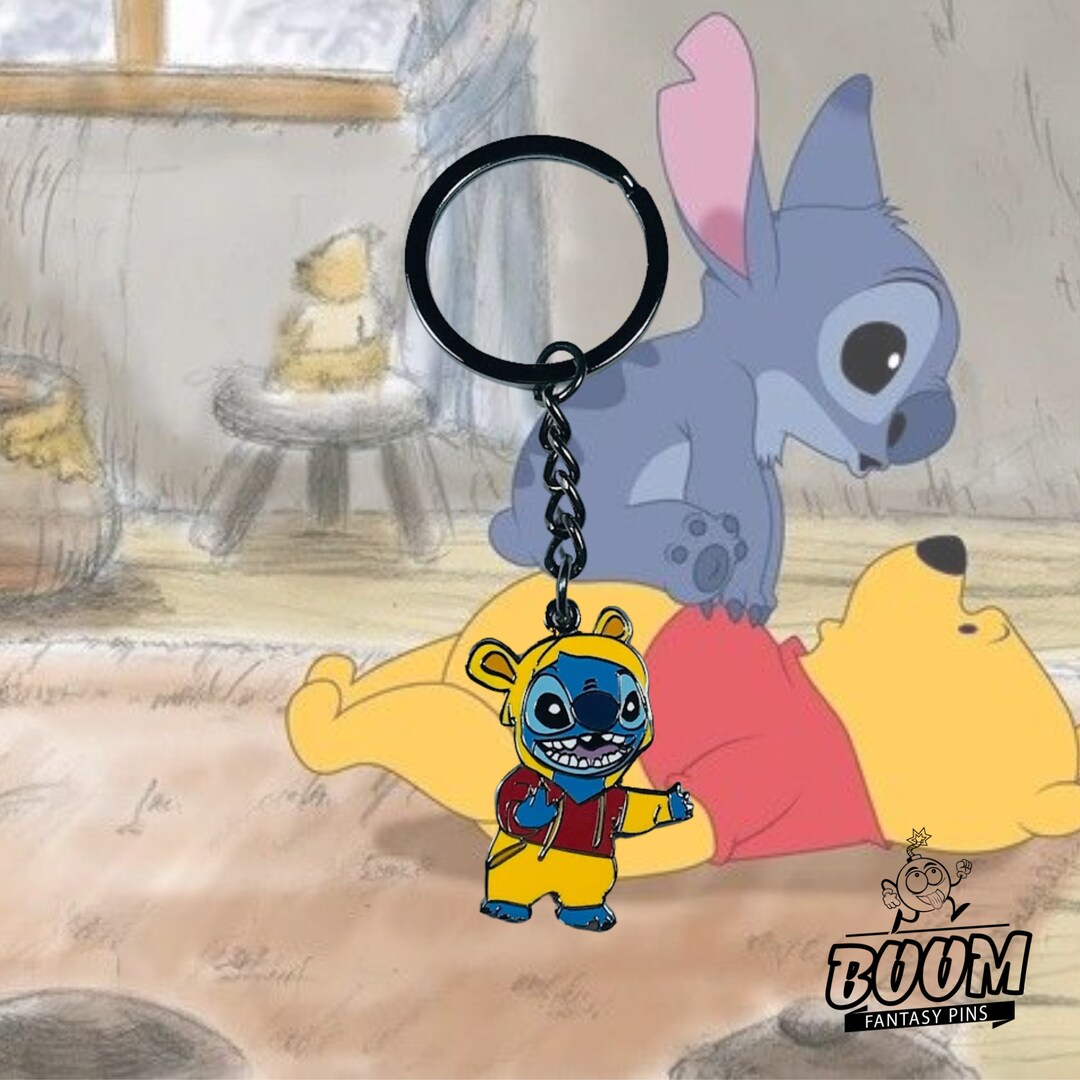 Stitch Keychain, Stitch as Winnie Pooh, Lilo&stitch, Adorable Disney ...