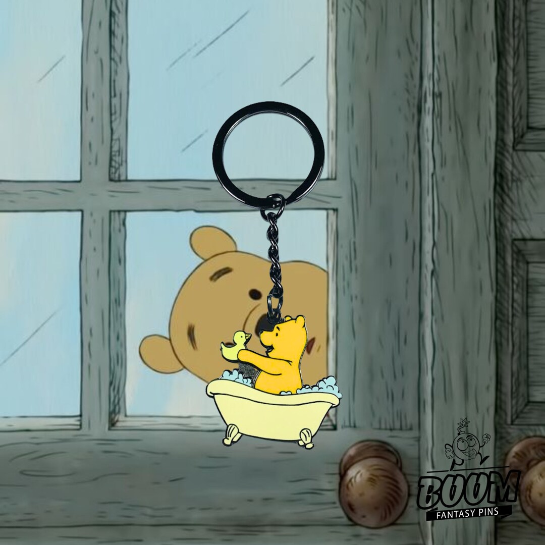 Winnie the Pooh Keychain Winnie the Pooh Bathe Keychain Disney Fantasy ...