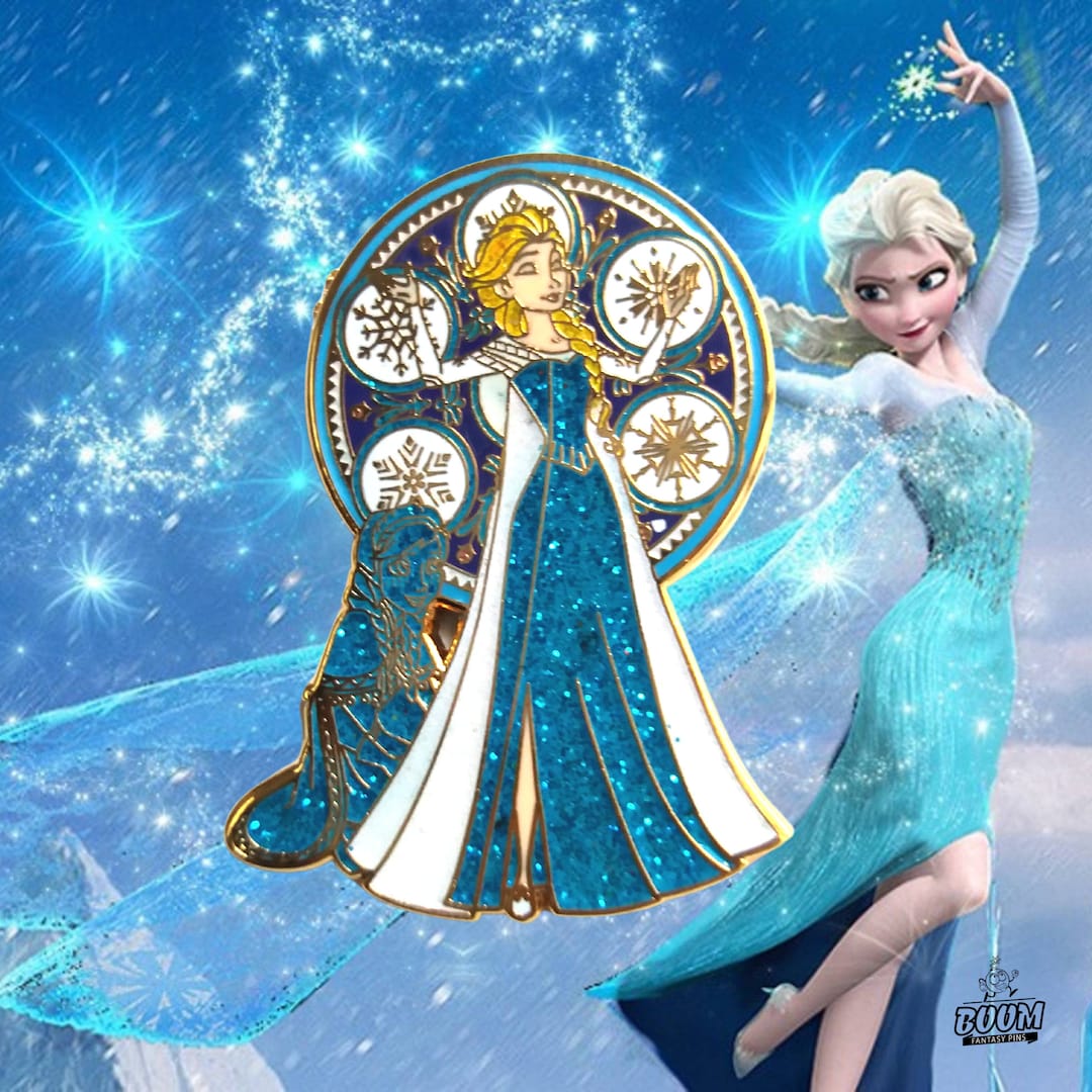 Elsa Pin, Glitter Elsa Enamel Pin , Frozen, Unique Disney Fantasy Pin ...