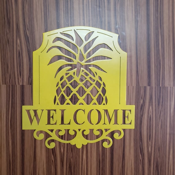 Pineapple Welcome Front Door Sign Exotic Fruit Seasonal - Etsy