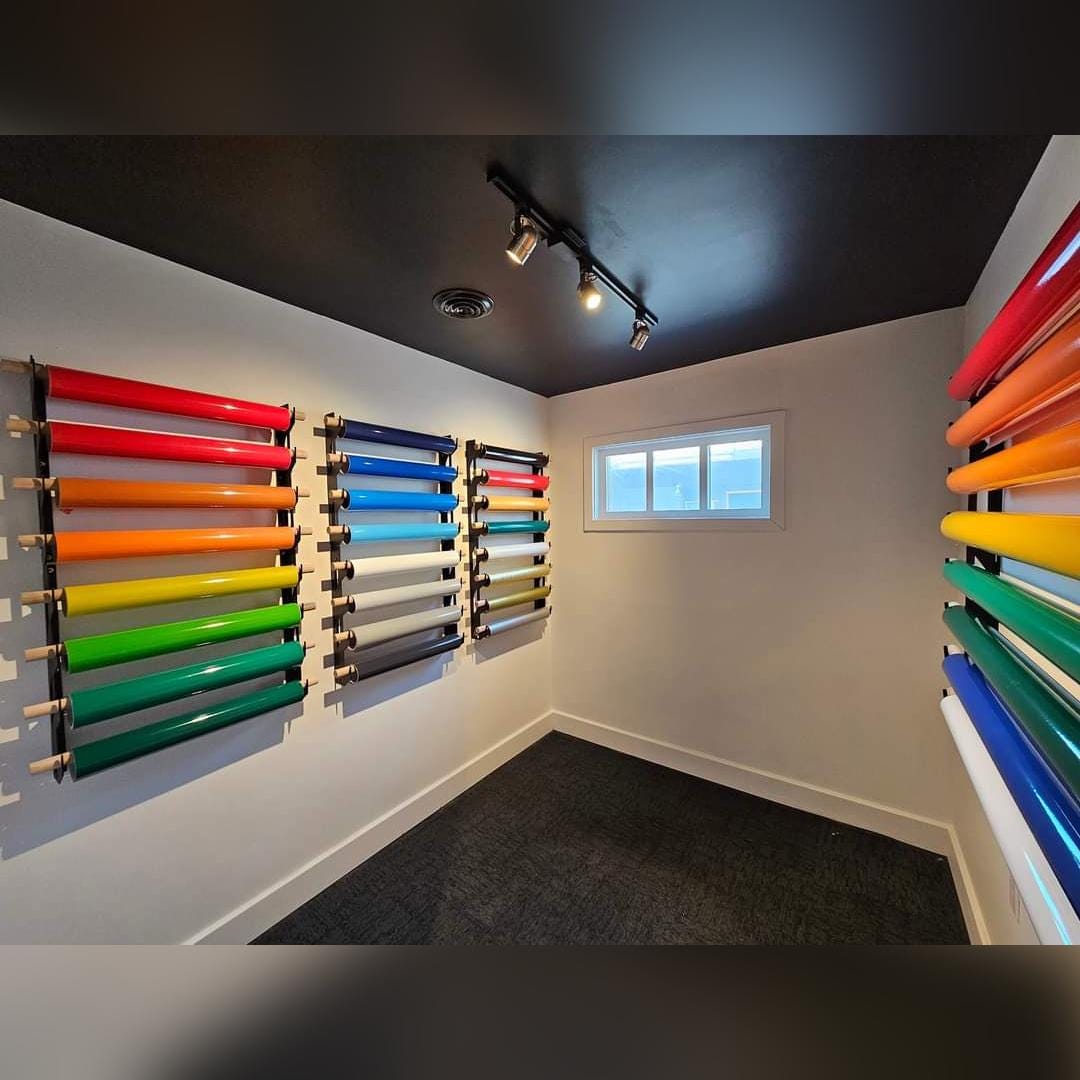 Tint and Vinyl Wrap Rack - Wall Mounted Organizer for Vinyl Rolls ...