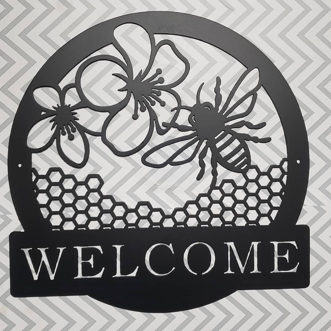 Bee Welcome Sign Garden Sign Nature Lover Gift Metal Wall | Etsy