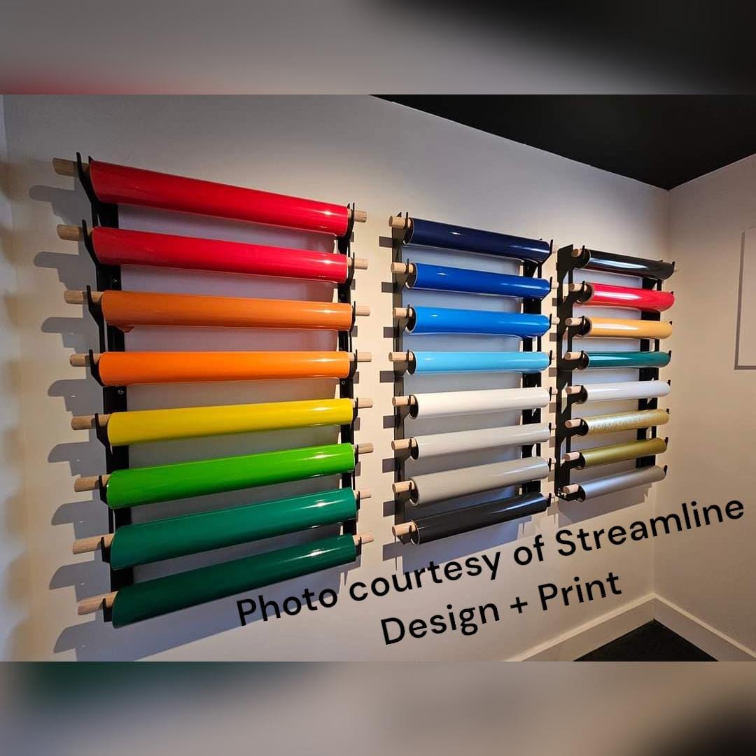 Tint and Vinyl Wrap Rack - Wall Mounted Organizer for Vinyl Rolls ...