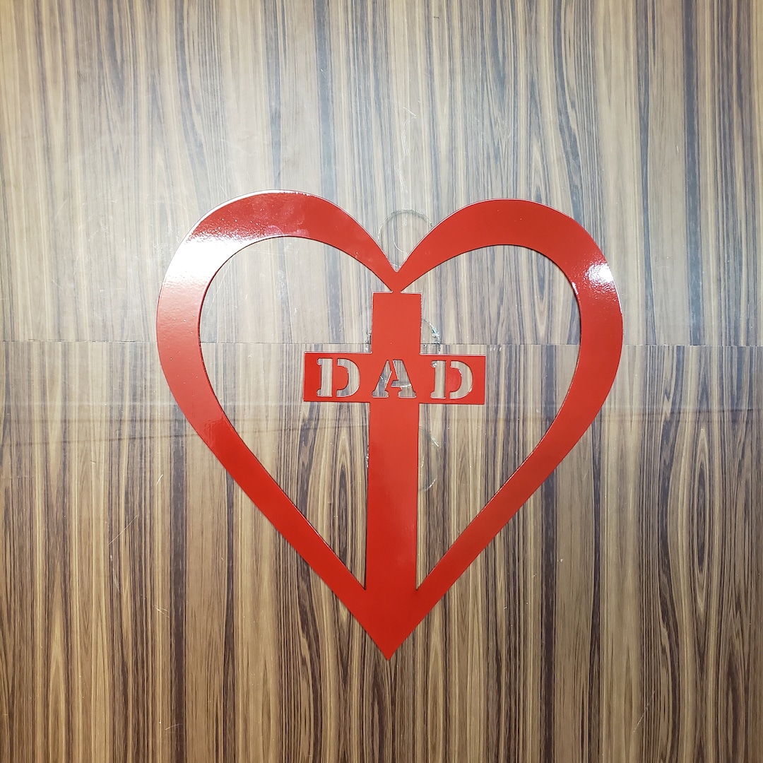 Dad Cross in Heart - in Loving Memory - Memorial Gift Dad - - Etsy