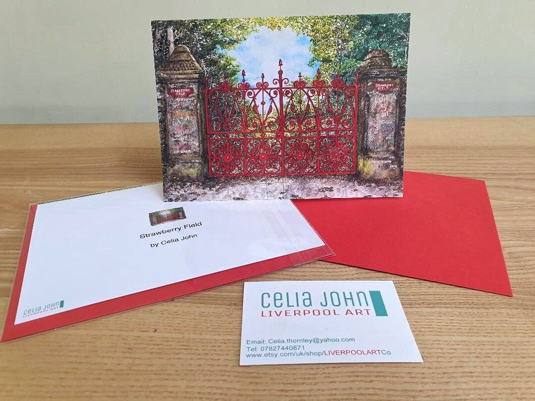 Strawberry Field Card - Etsy