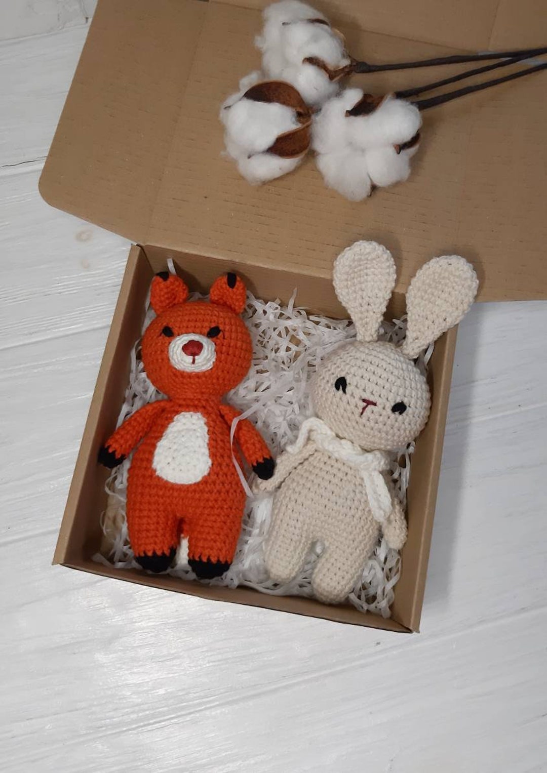 Fox and Rabbit, Crochet Red Fox Toy, Fox Decor, Knit Baby Fox Toy ...