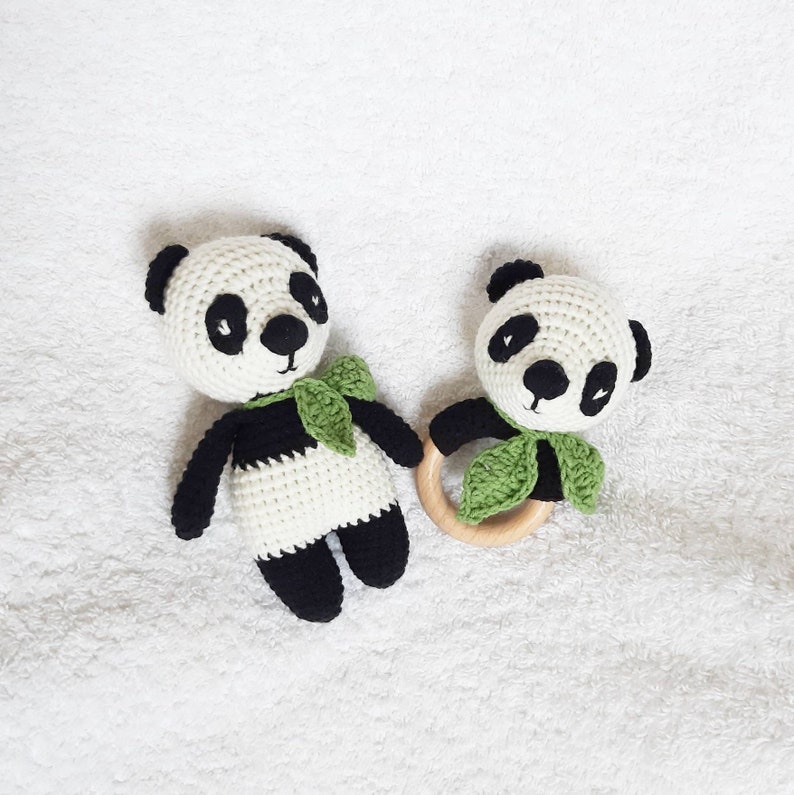 Crochet Panda Rattle Baby Announcement Personalized Panda - Etsy