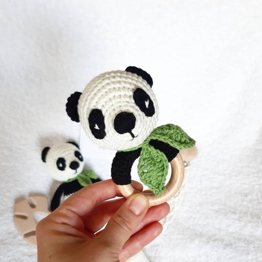 Crochet Panda Rattle Baby Announcement Personalized Panda - Etsy