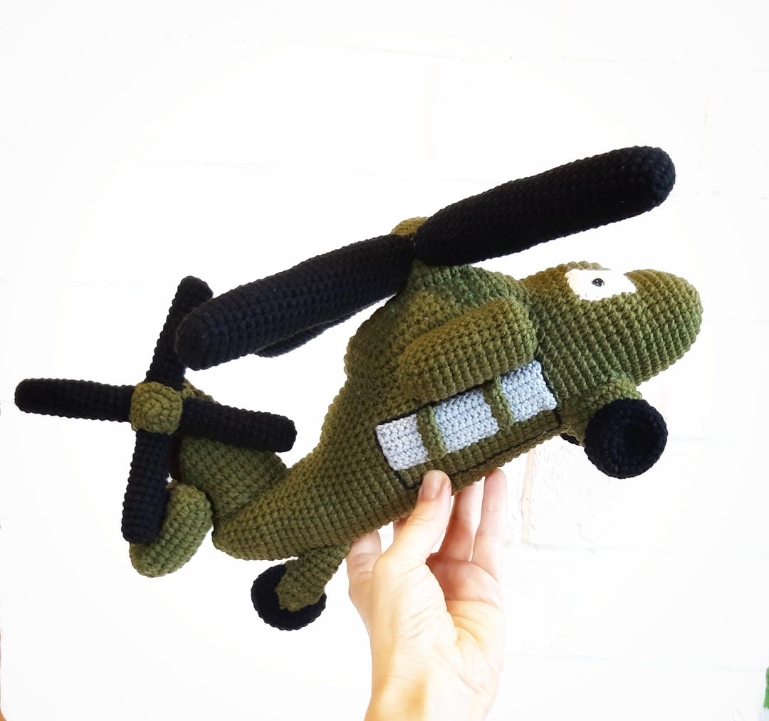 Crochet Blackhawk Helicopter Toy, Baby Boy Gift, Crochet Airplane Toy ...