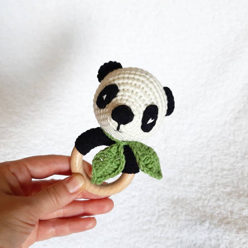 Crochet Panda Rattle Baby Announcement Personalized Panda - Etsy
