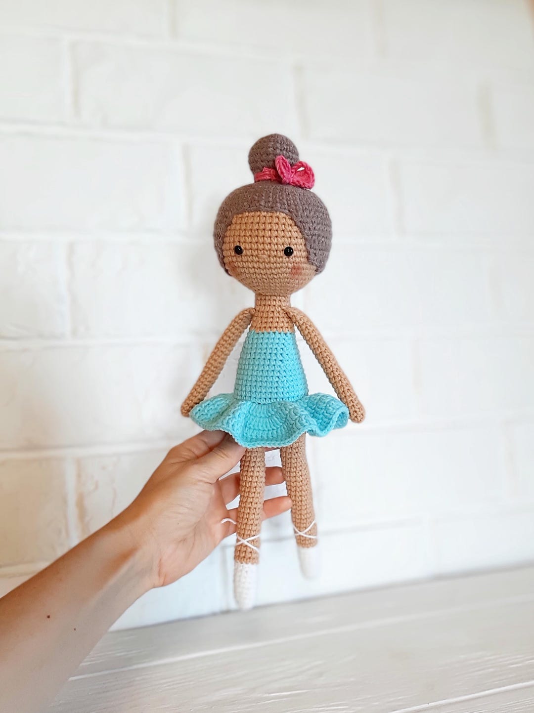 Crochet Custom Ballerina Doll, First Baby Doll, Knit Stuffed Ballerina, Amigurumi Ballet Dancer ...