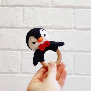 Penguin Baby Boy Gift Box With Penguin Rattle, Knitted Booties & Bonnet ...