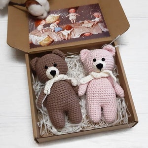 Twin Teddy Bears Baby Gift, Twin Boy and Girl Bear, Baby Shower Gift ...