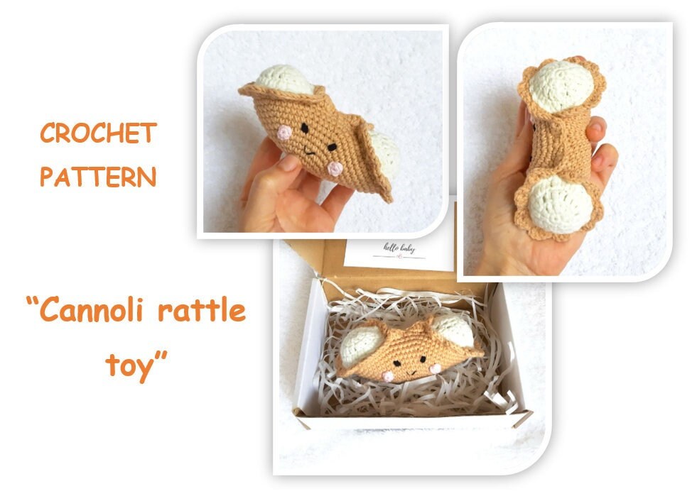 Crochet Cannoli Rattle Pattern, Amigurumi Cake Stuffed Ornament (PDF ...