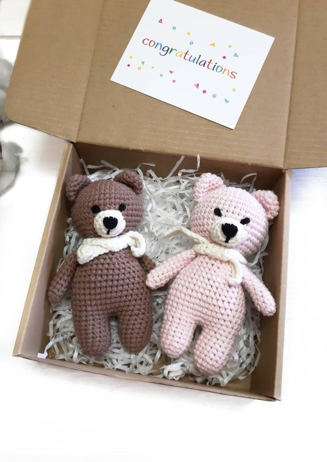 Twin Teddy Bears Baby Gift Twin Boy and Girl Bear Baby - Etsy