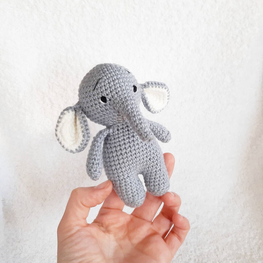 Elephant Stuffed Animal Toy Gray Elephant Baby Toy Knitted - Etsy