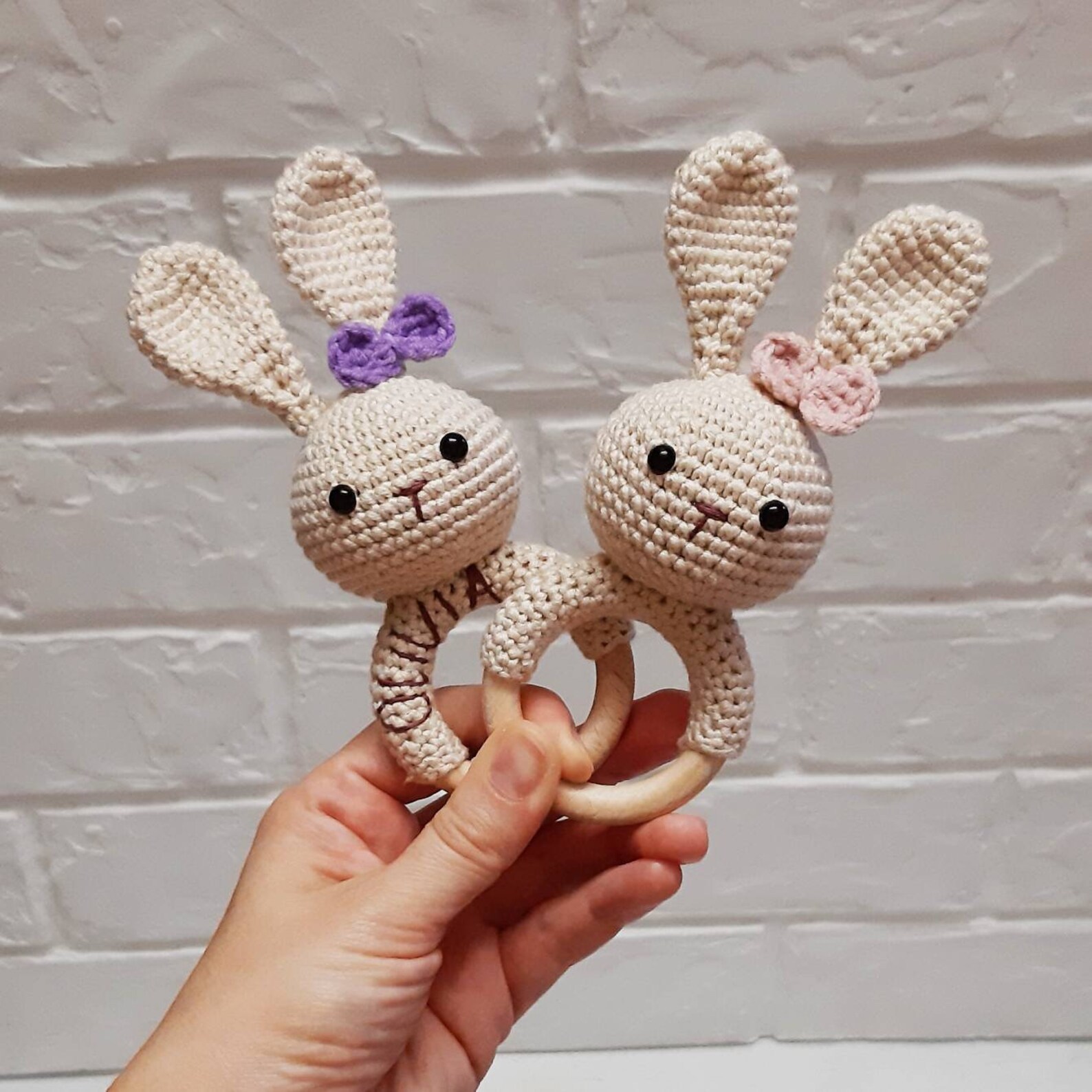 Twin Bunny Rattles Twin Mom Gifts Twins Pregnancy | Etsy