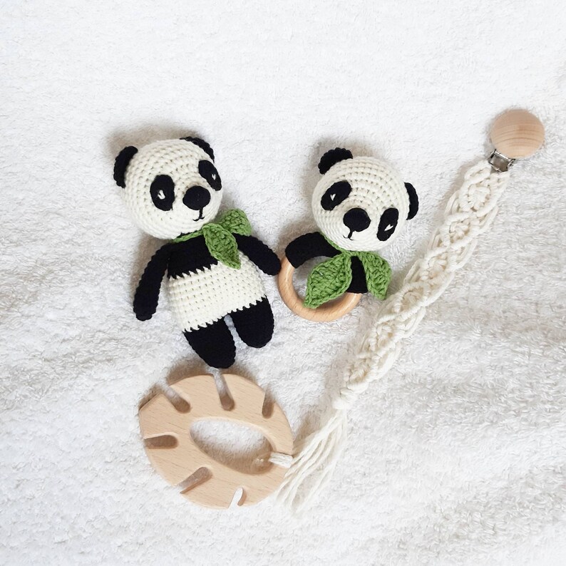 Crochet Panda Rattle Baby Announcement Personalized Panda - Etsy