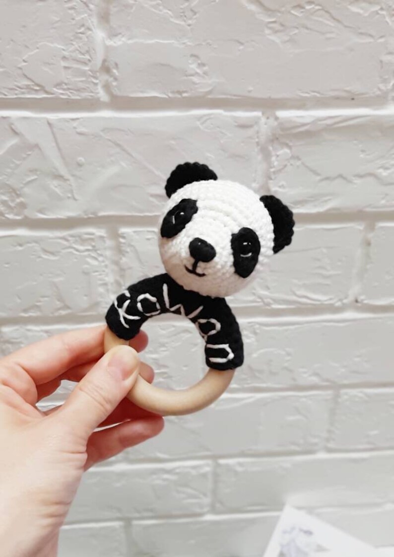 Crochet Panda Rattle Baby Announcement Personalized Panda - Etsy